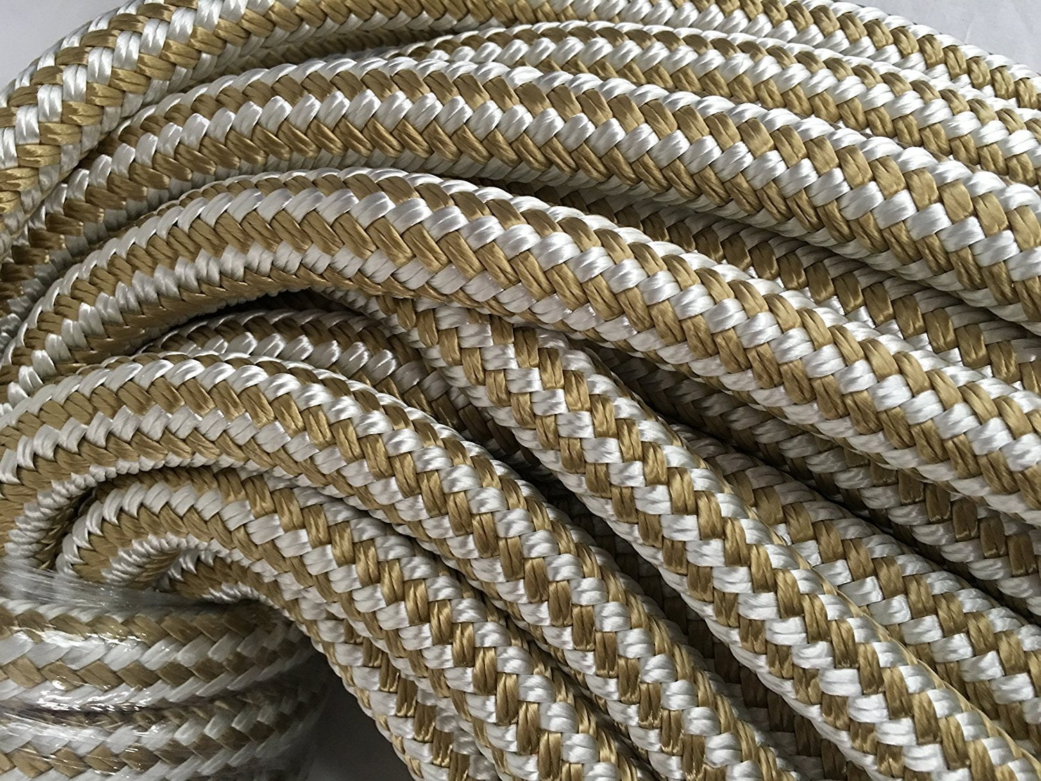 "Blue Ox Rope 3/4"" x 7 Feet Gold/White Double Braided Nylon Rope: Long ...