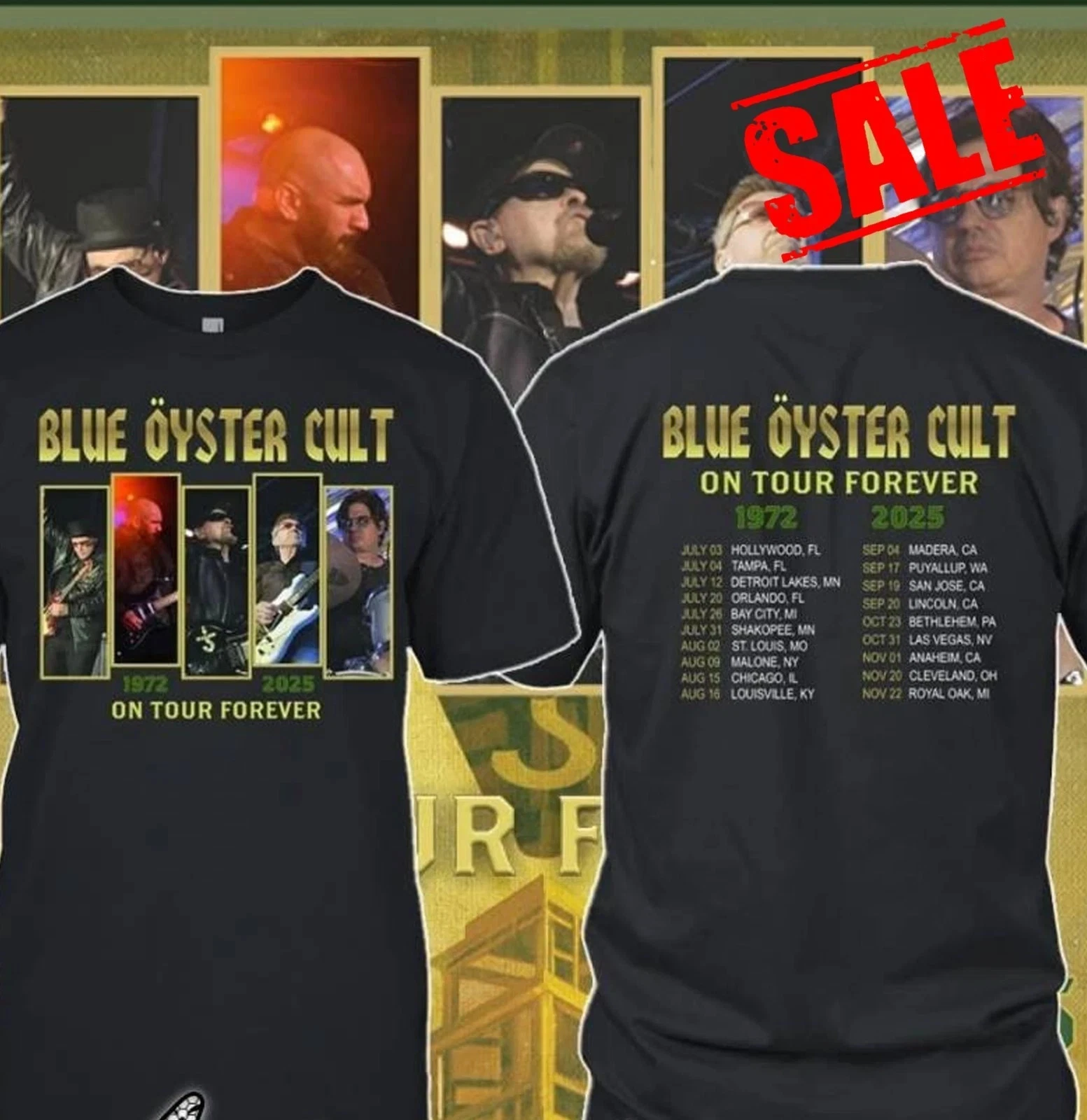 Blue Oyster Cult On Tour Forever 1972-2025 T-shirt - Walmart.com