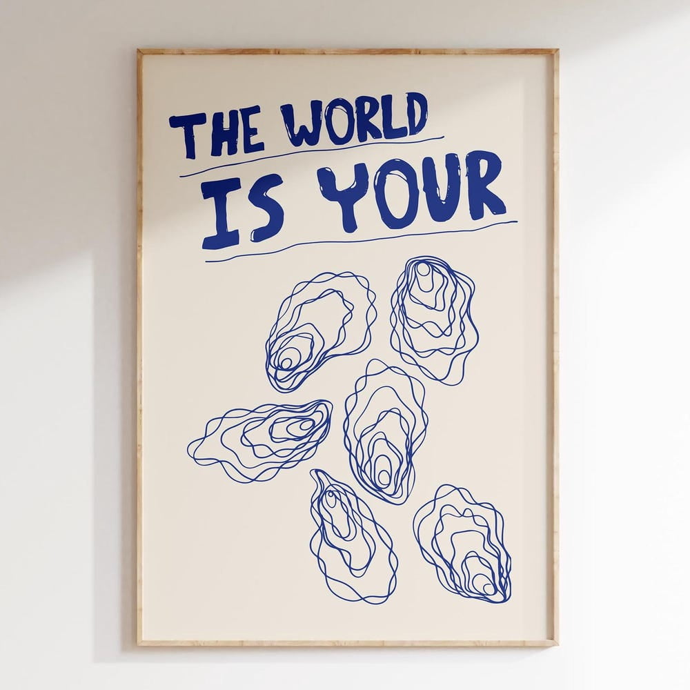 Blue Oyster Quote Print: Minimalist Line Art Wall Decor UNFRAMED PAPER ...