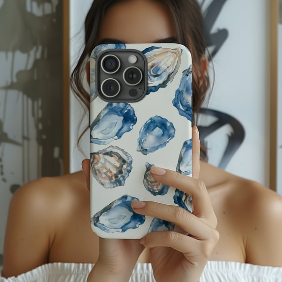 Blue Oyster Shell Coastal Beach Abstract Pattern for iPhone 17 to 11 ...