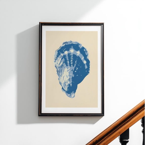 Blue Oyster Shell Retro Pop Art Inspired Minimal Coastal Wall Decor Sea ...