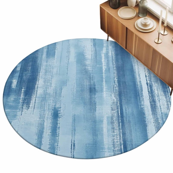 Blue Paint 3ft Non Slip Round Area Rug Modern Abstract Light Blue ...