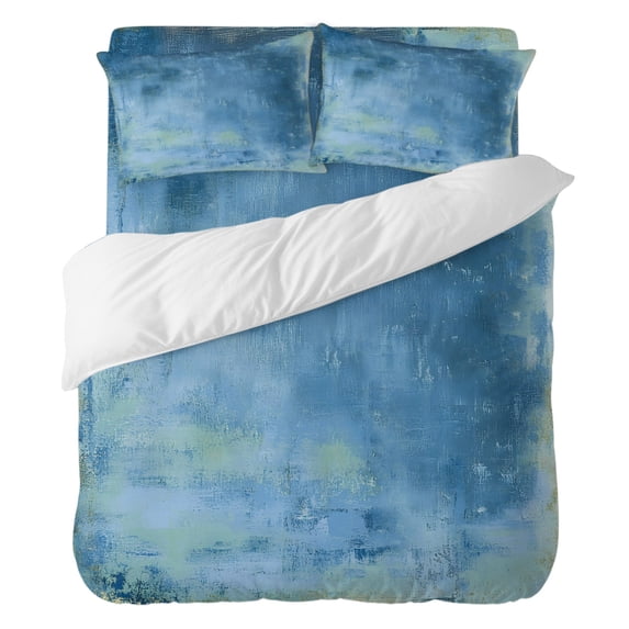 Blue Paint Bedding Duvet Cover Set Full Size 4 Pieces, Modern Abstract ...