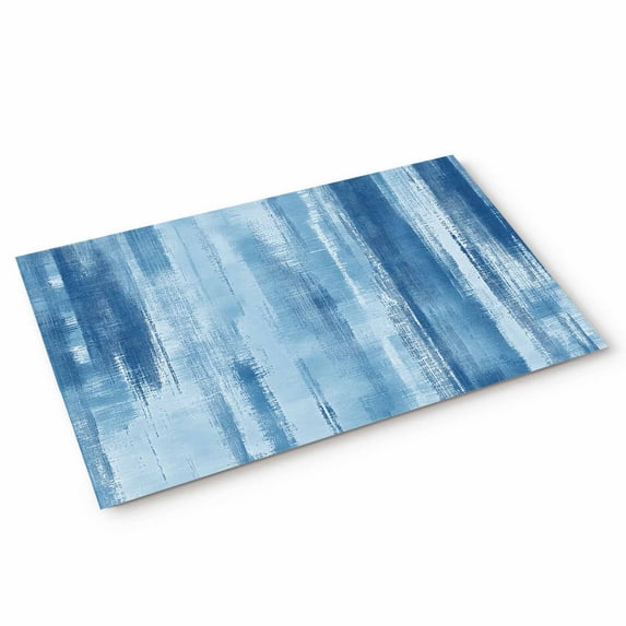 Blue Paint Door Mat Modern Abstract Light Blue Stripes Non Slip ...