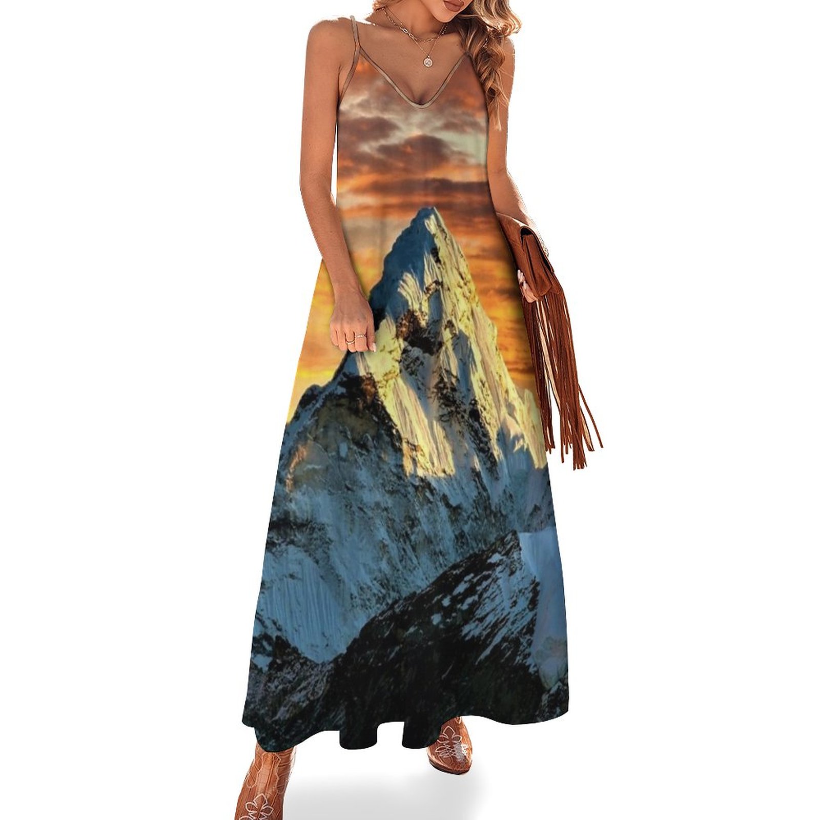 Blue Paint Drip Stones Sleeveless Dress Female dress elegant and pretty ...