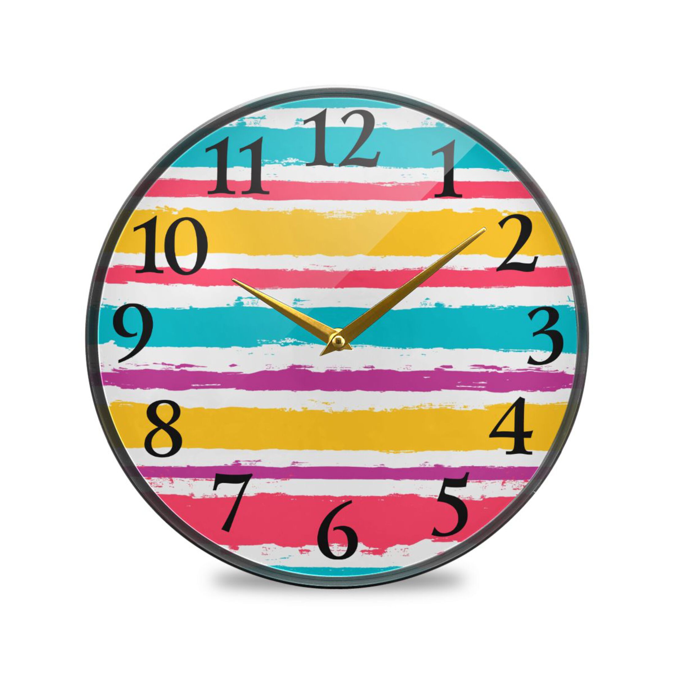 Blue Paint Lines Wall Clocks Battery Operated 9.5 Inch Round Clock ...