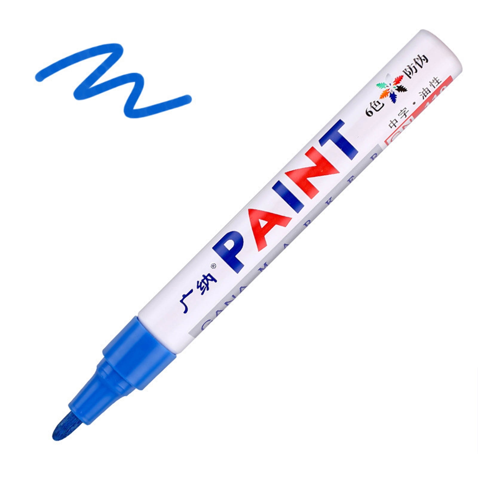 Blue Paint Markers, 1 Pack Oil-Based Waterproof Quick Dry Permanent ...