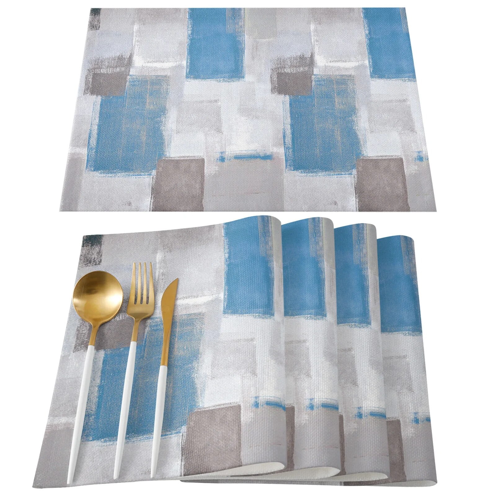 Blue Paint Square Graffiti Table Mats for Dining Table Kitchen Table ...