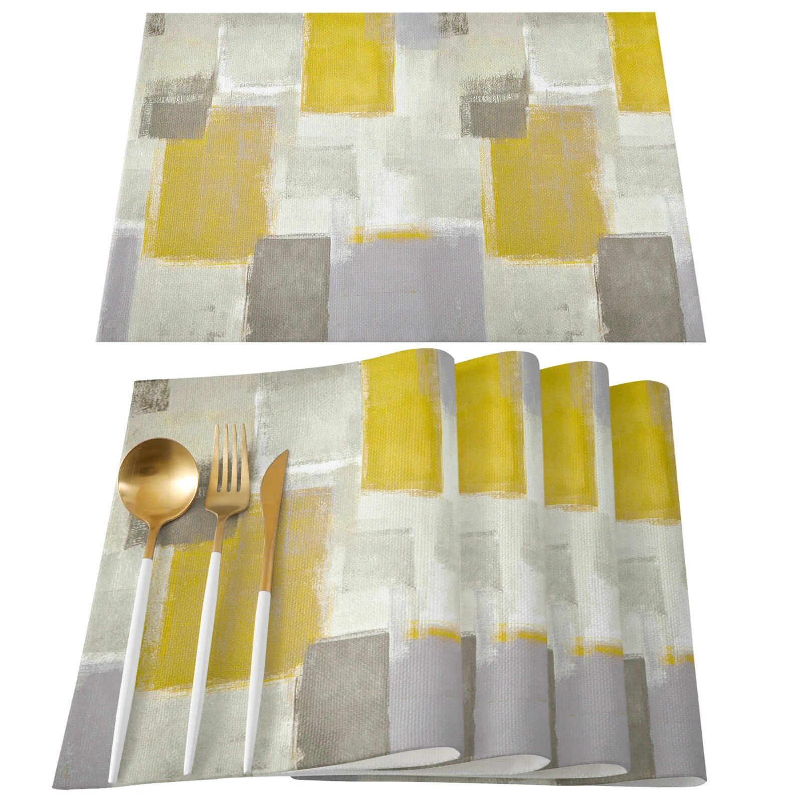 Blue Paint Square Graffiti Table Mats for Dining Table Kitchen Table ...