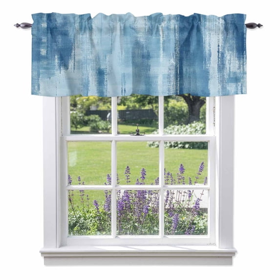 Blue Paint Valances for Windows, Modern Abstract Light Blue Stripes Rod ...