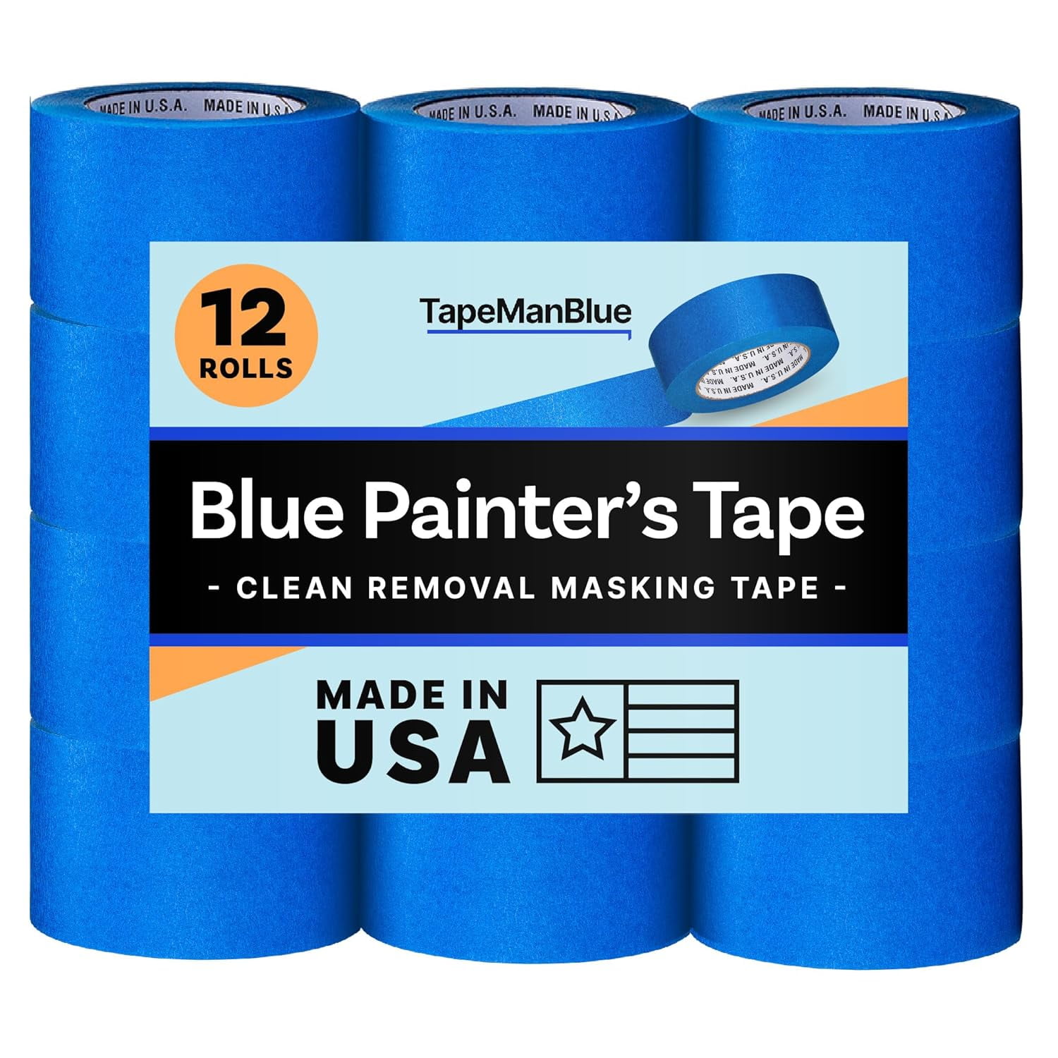 Blue Painters Tape 4 inch x 60 Yards - Case of 12 Rolls, Made in ...