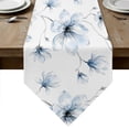 Blue Painting Floral Table Runner Linen Burlap Table Runner 60 Inches ...