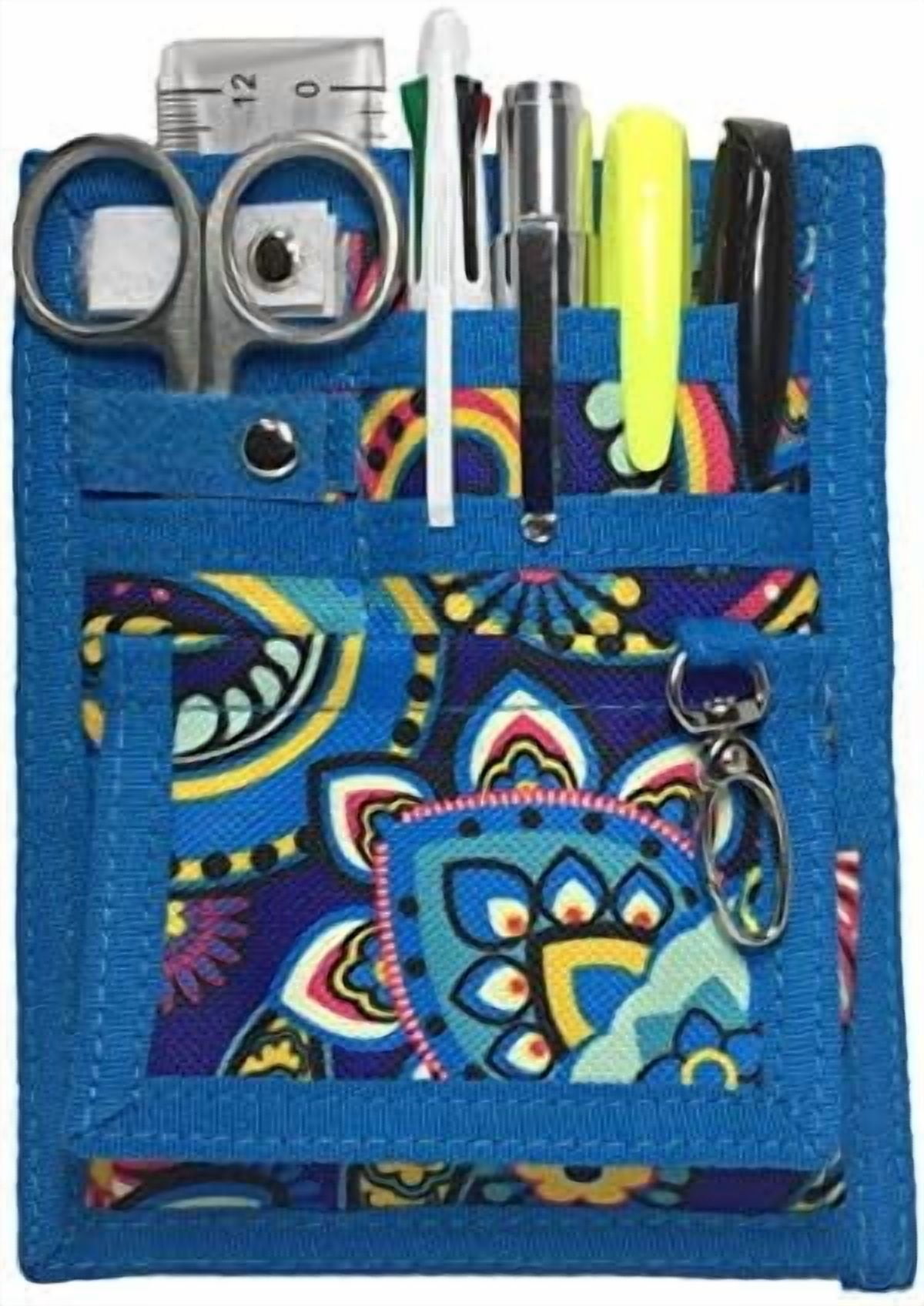Blue Paisley 6 Piece Protective Scrubs Lab Coat Pocket Organizer Kit ...