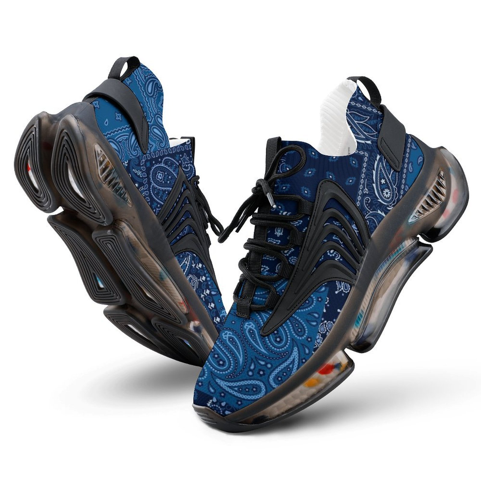 Blue Paisley Bandana Patchwork Walking Shoes for Men Woman Lightweight ...