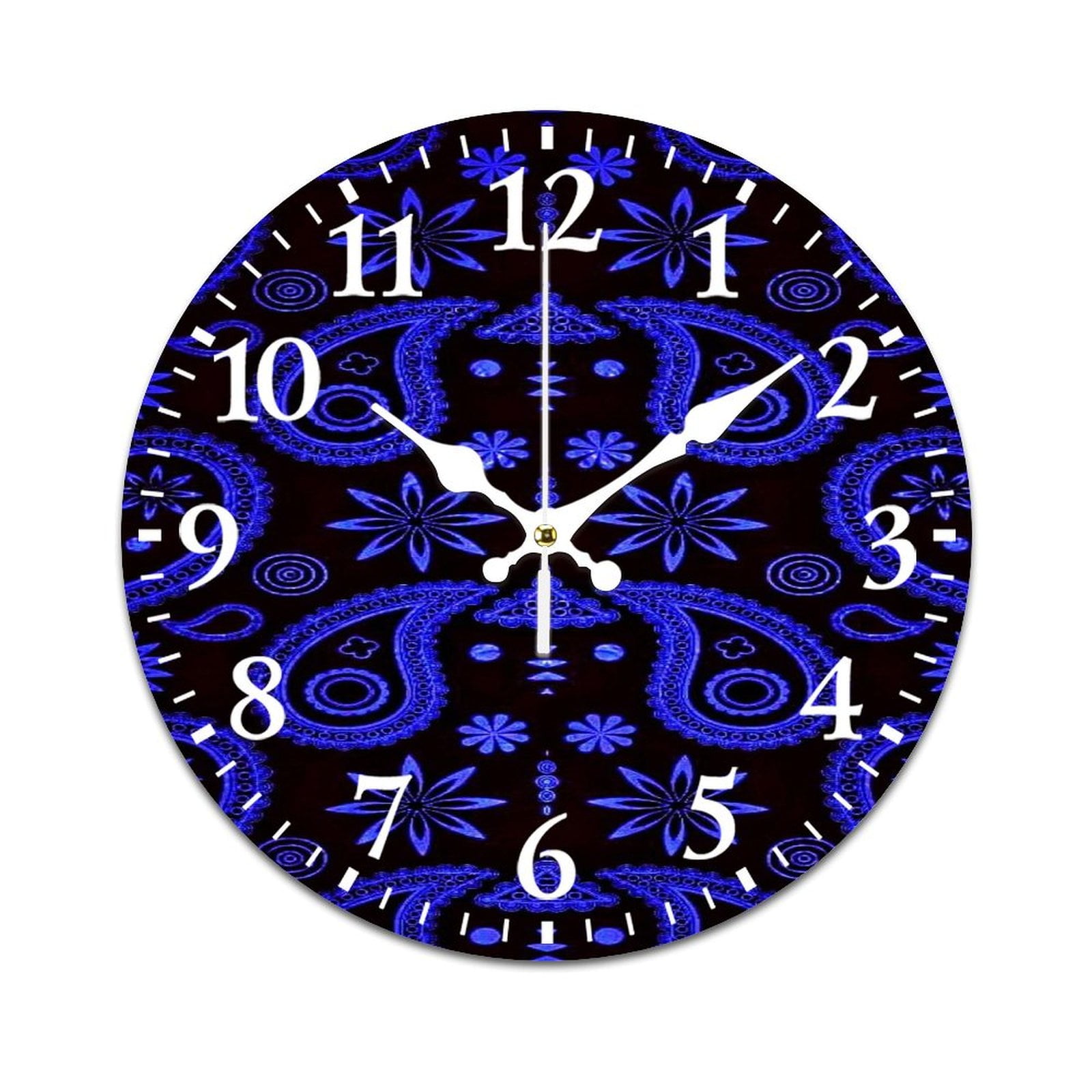 Blue Paisley Bandana Pattern Wall Clock Modern Design Clocks Wall ...
