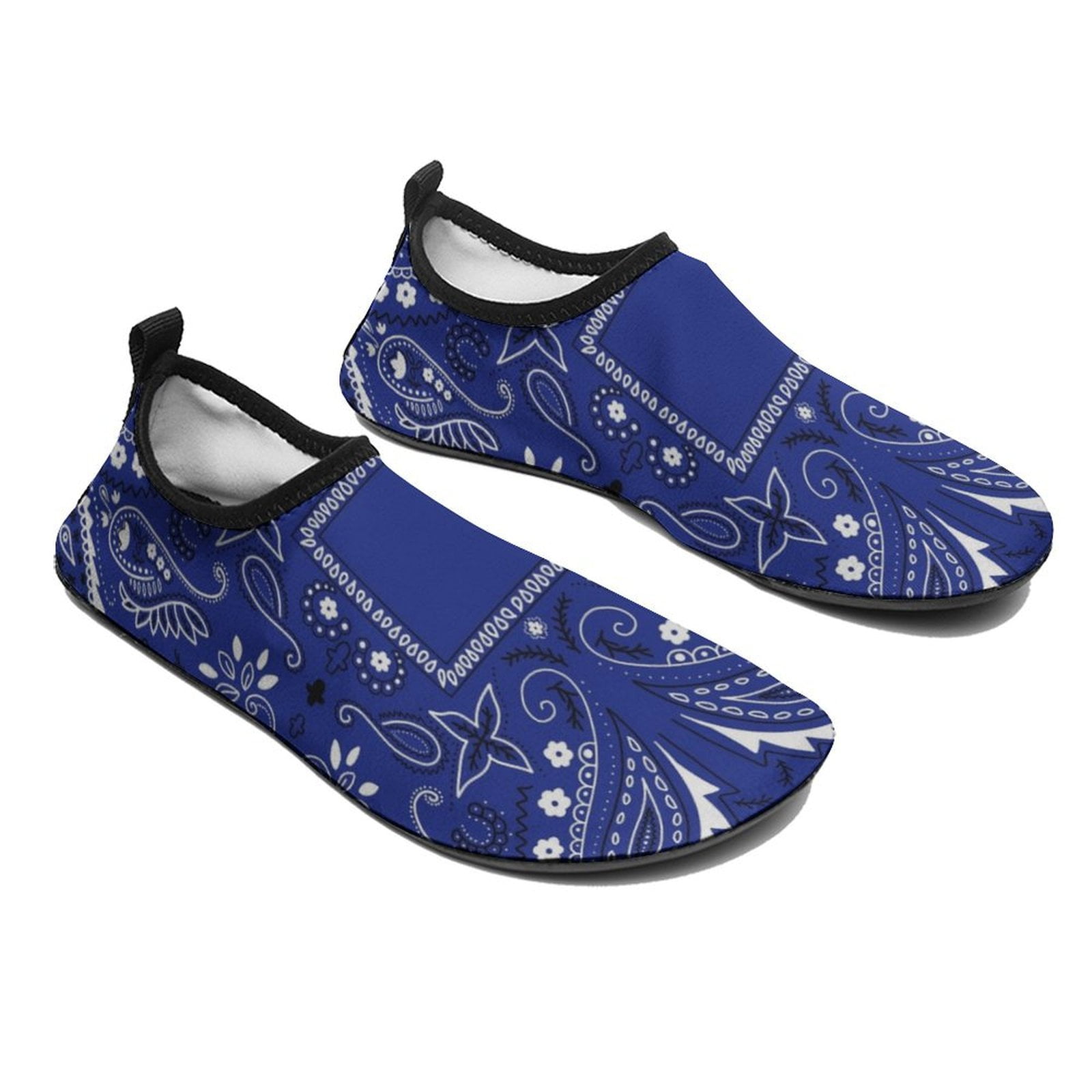 Blue Paisley Bandana Pattern Water Shoes Beach Slip-on Shoes for Men ...