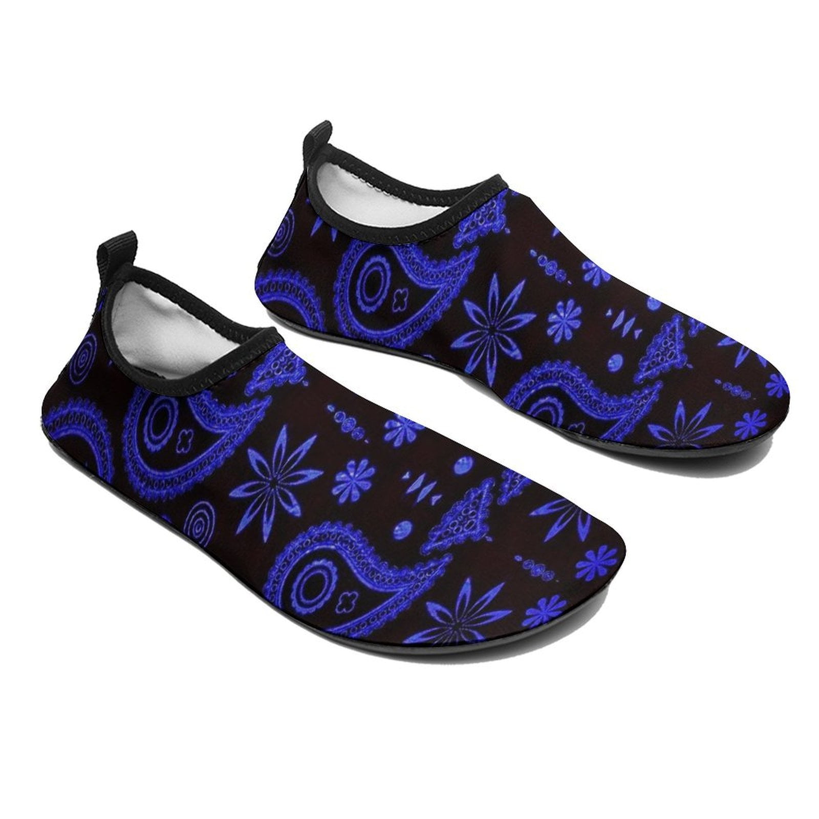 Blue Paisley Bandana Pattern Water Shoes Beach Slip-on Shoes for Men ...
