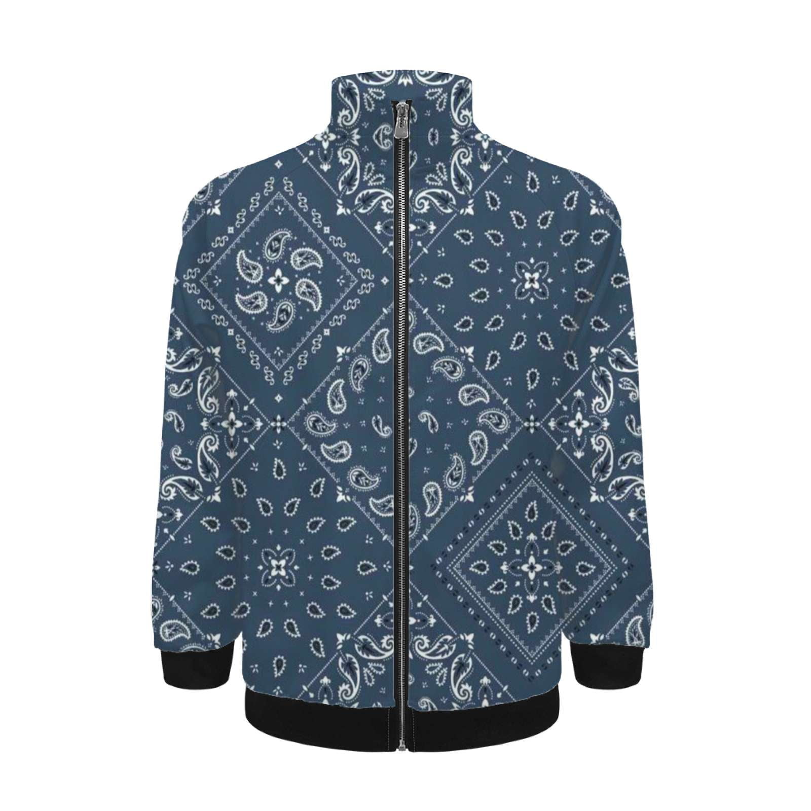 Blue Paisley Bandana Print Jacket Men's Street Cool Long Sleeves Coat ...