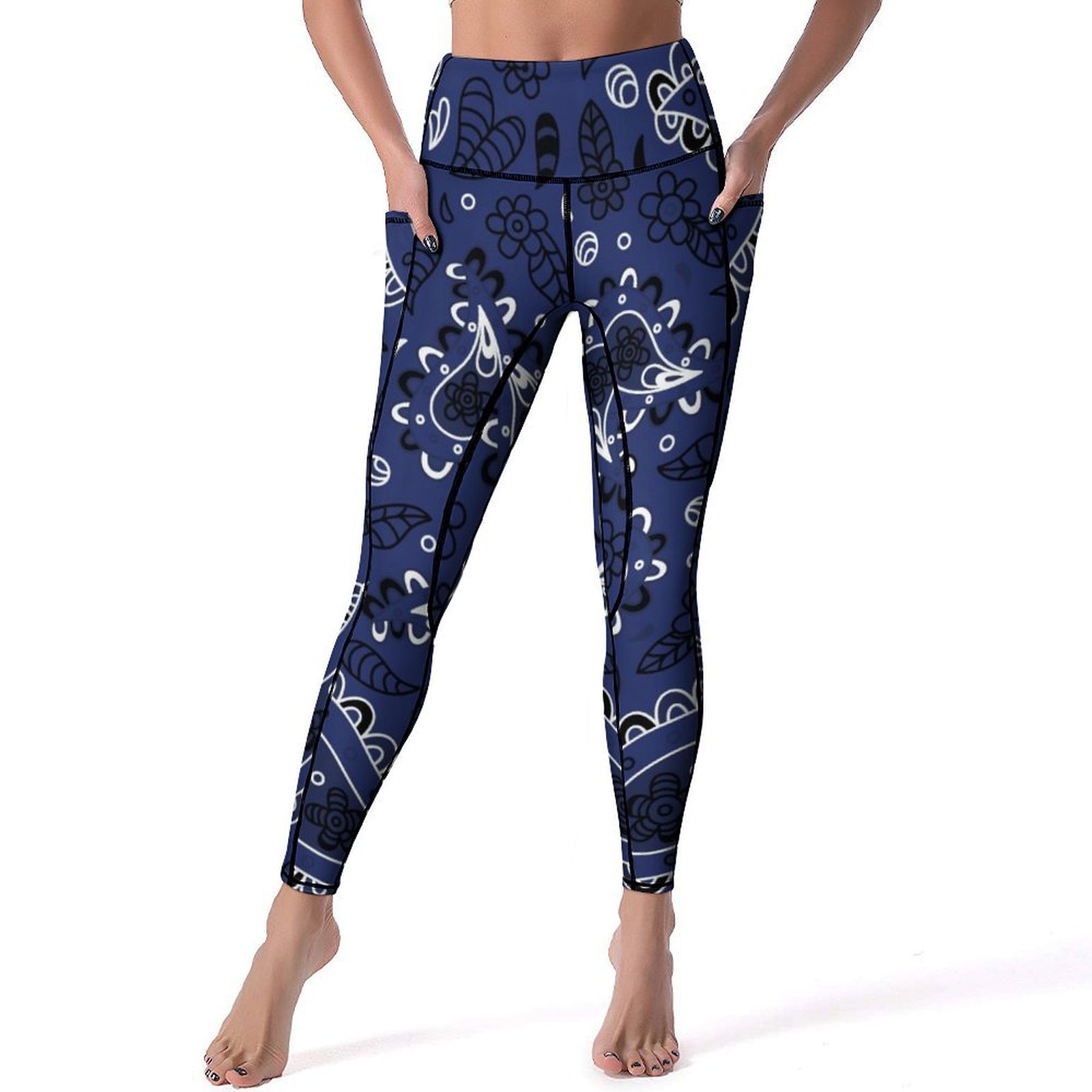 Blue Paisley Bandana Print Leggings Gym Wear Gym Sportswear Woman Tight ...