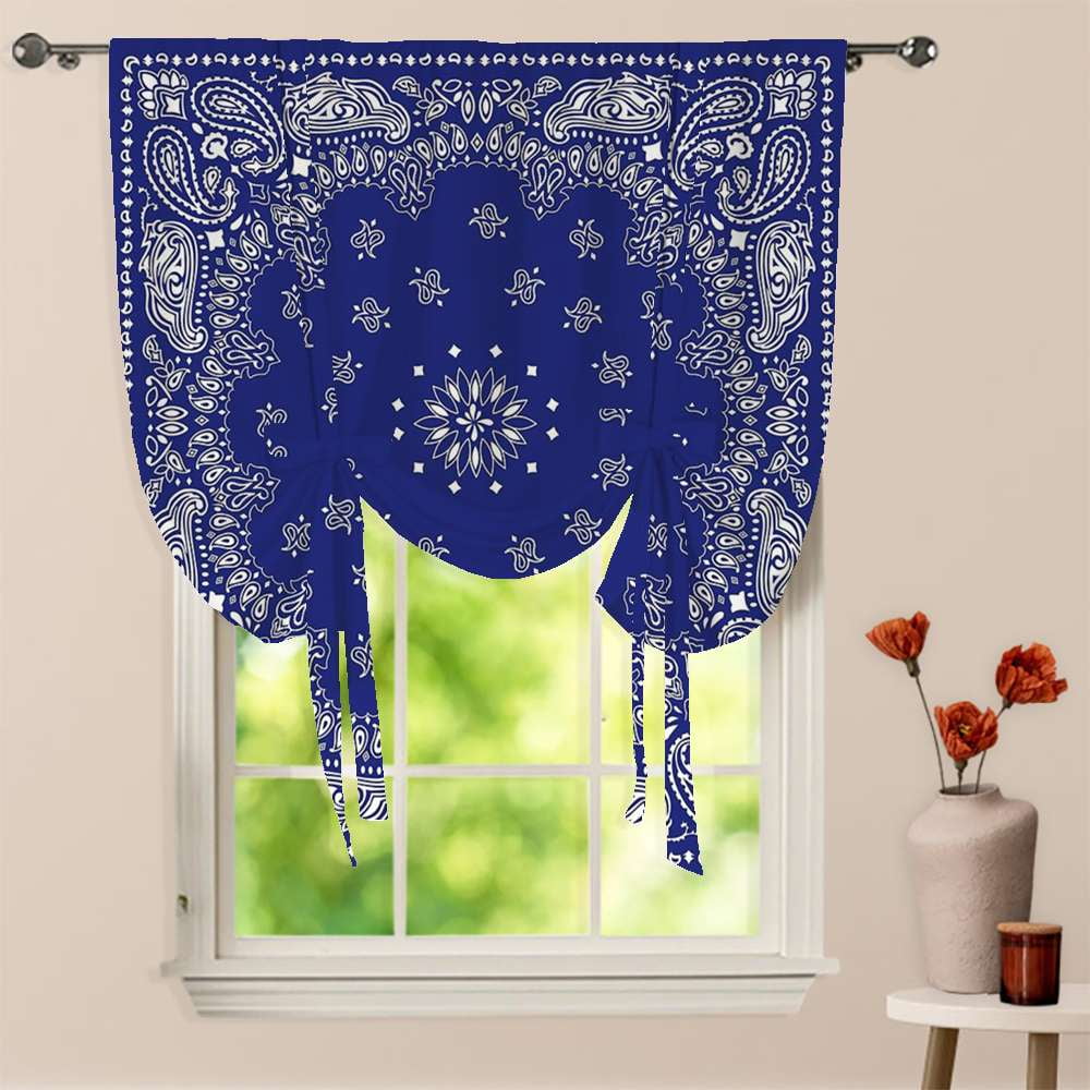 Blue Paisley Bandana Window Curtain for Living Room Roman Curtain ...