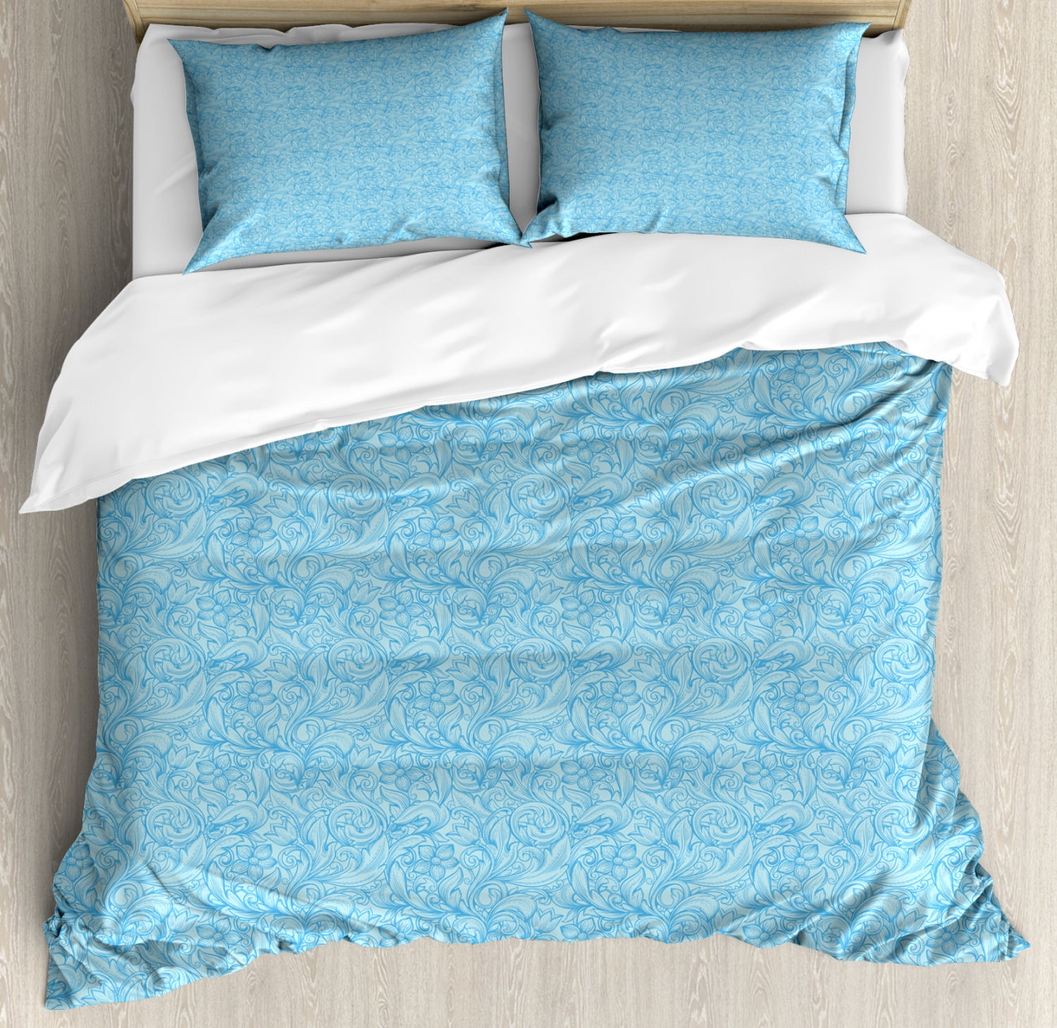 Blue Paisley Duvet Cover Set, Bicolor Tones Intricate Buta Elements ...