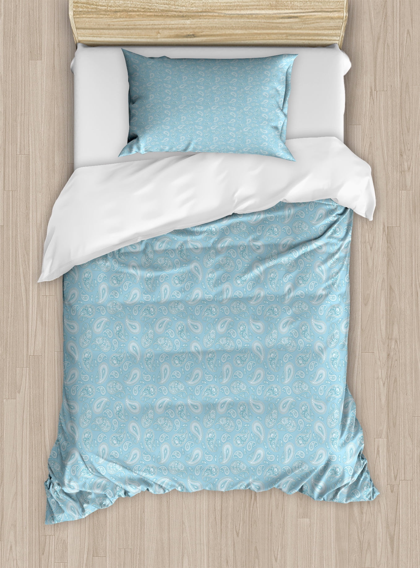 Blue Paisley Duvet Cover Set, Rhythmic Pine Cone Inspired Ethnic Motifs ...