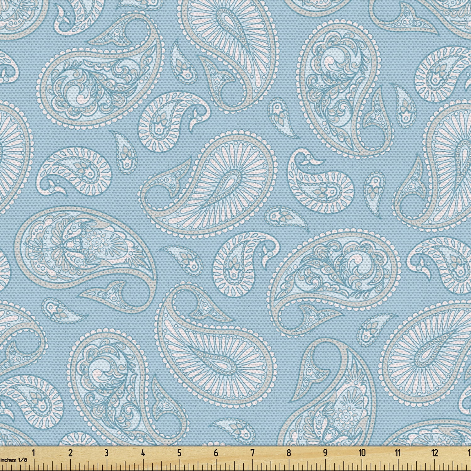 Ambesonne Blue Paisley Fabric by the Yard Upholstery, Pine Cone ...