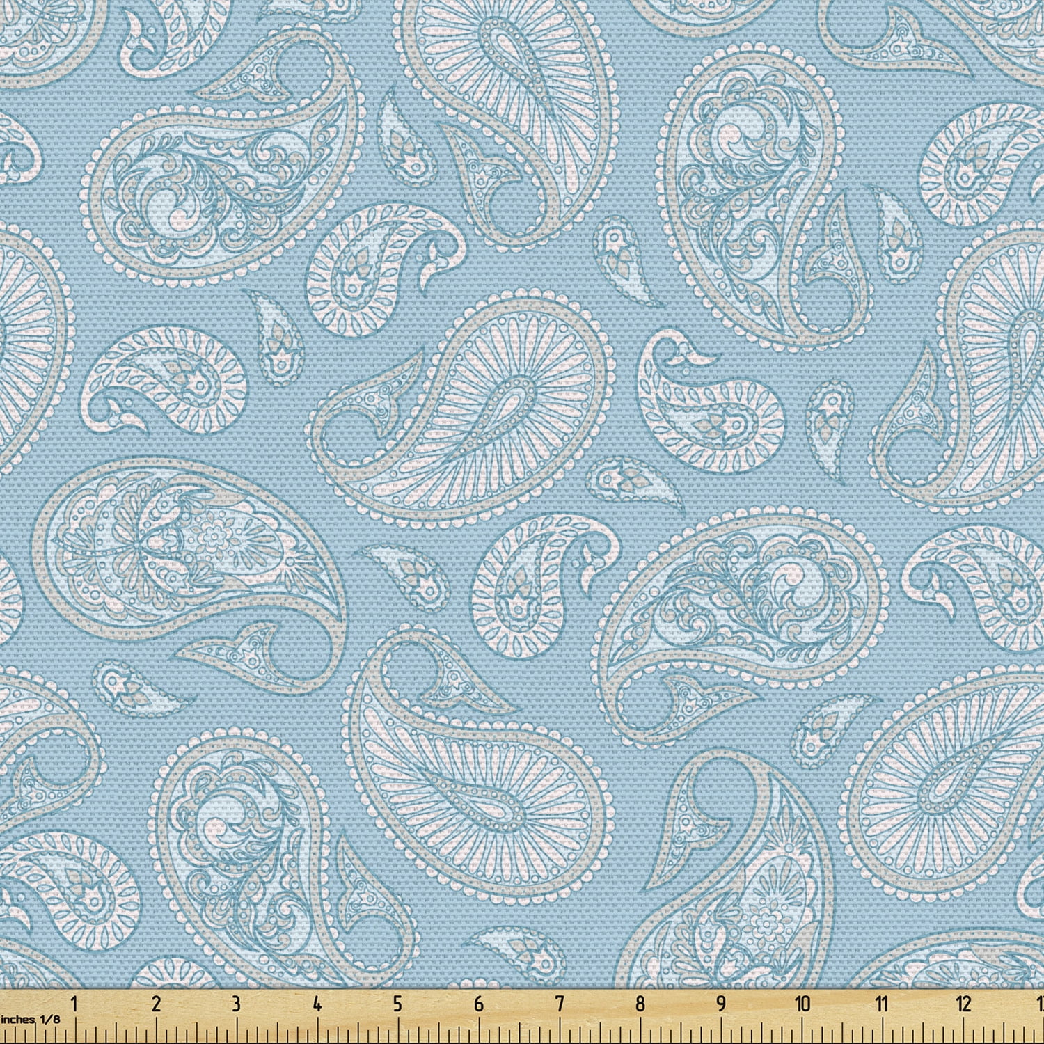 Ambesonne Blue Paisley Fabric by the Yard Upholstery, Pine Cone ...