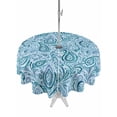 Blue Paisley Floral Round Outdoor Tablecloth with Umbrella Hole Retro ...