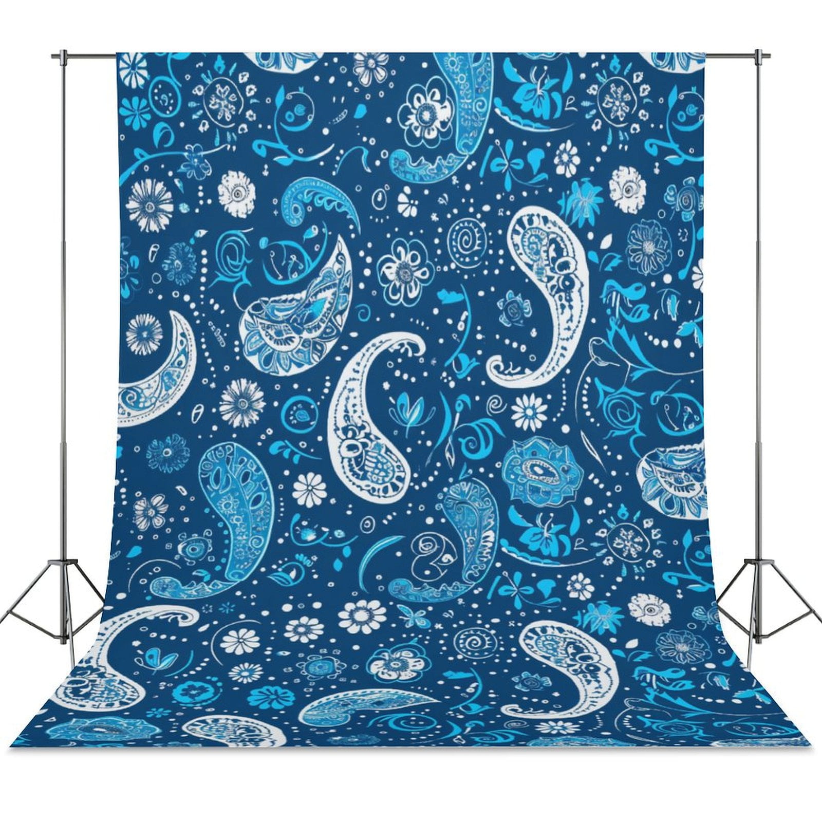Blue Paisley Floral Seamless Pattern Design Backdrop Background for ...