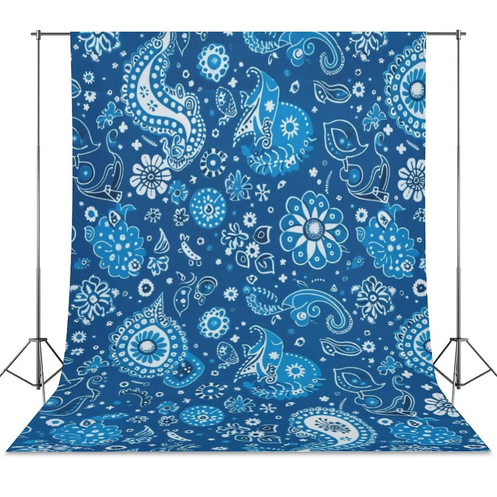 Blue Paisley Floral Seamless Pattern Design Spring Backdrop Backdrops ...