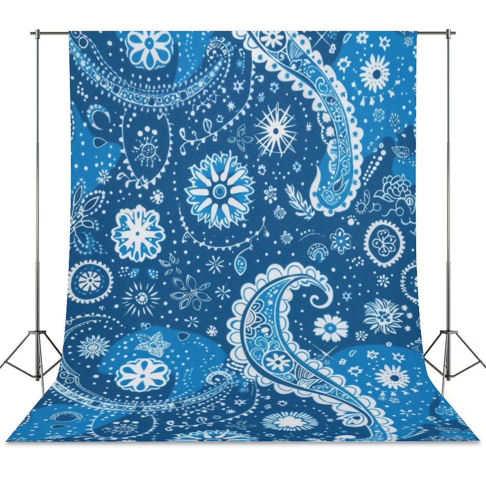 Blue Paisley Floral Textile Pattern Design Spring Wall Backdrop ...