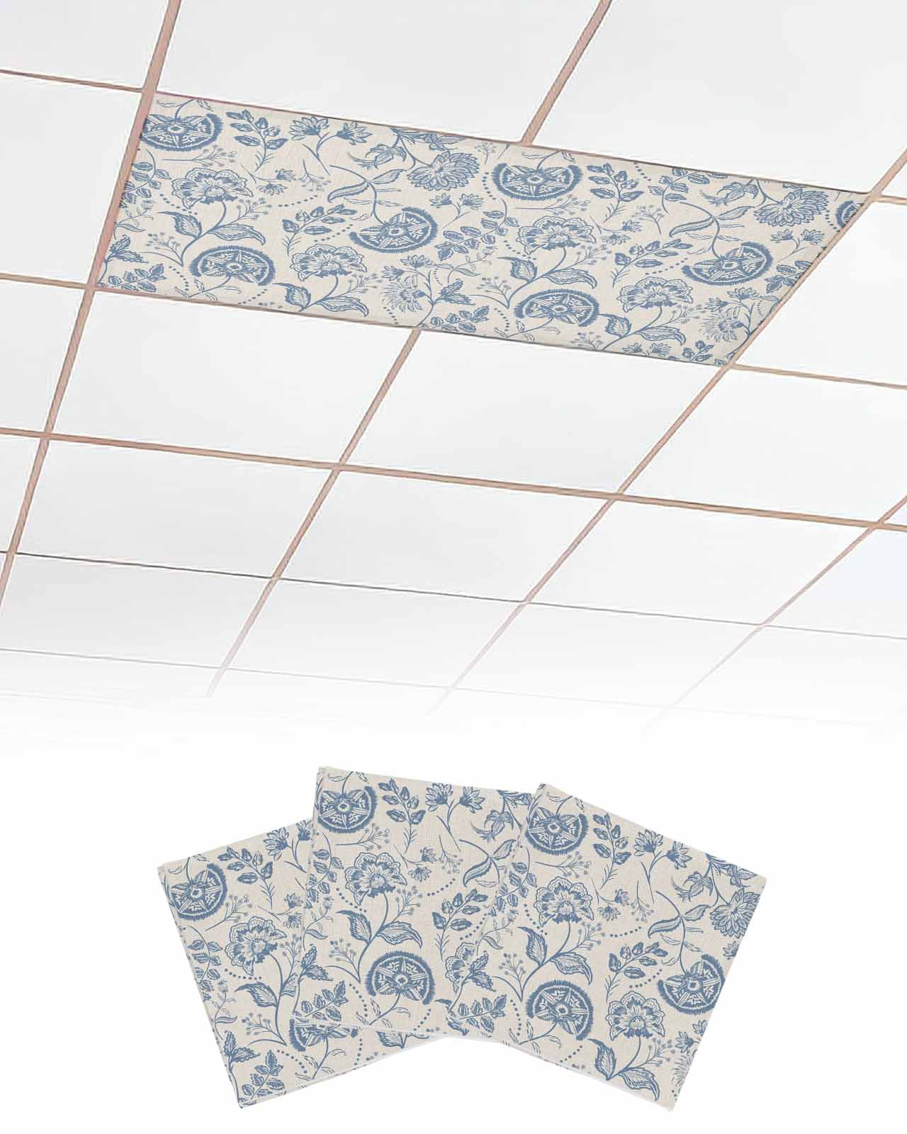 Blue Paisley Fluorescent Light Covers for Ceiling Lights 4x2 feet,3 ...