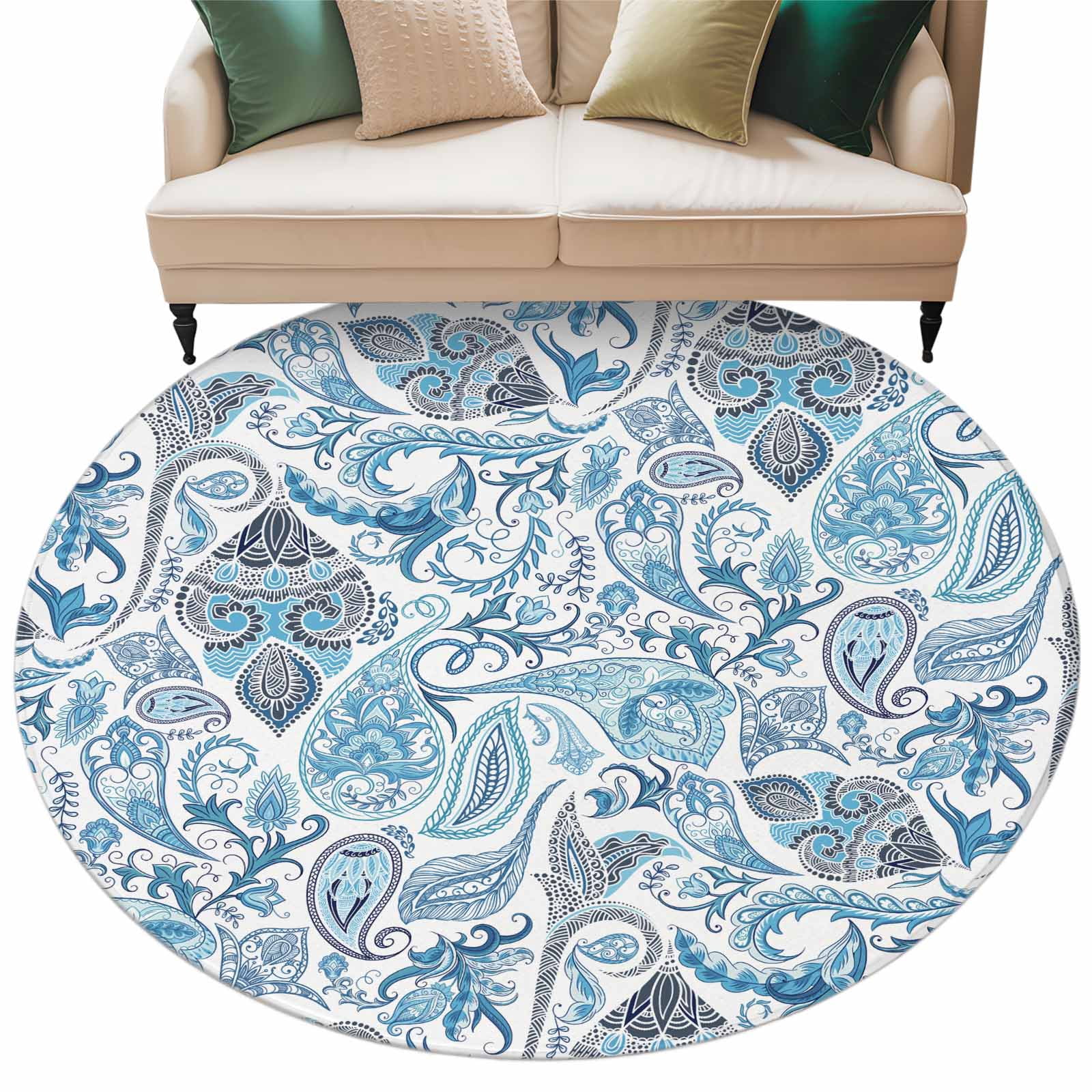 Blue Paisley Large Area Rugs for Bedroom Living Room, Soft Non Slip ...