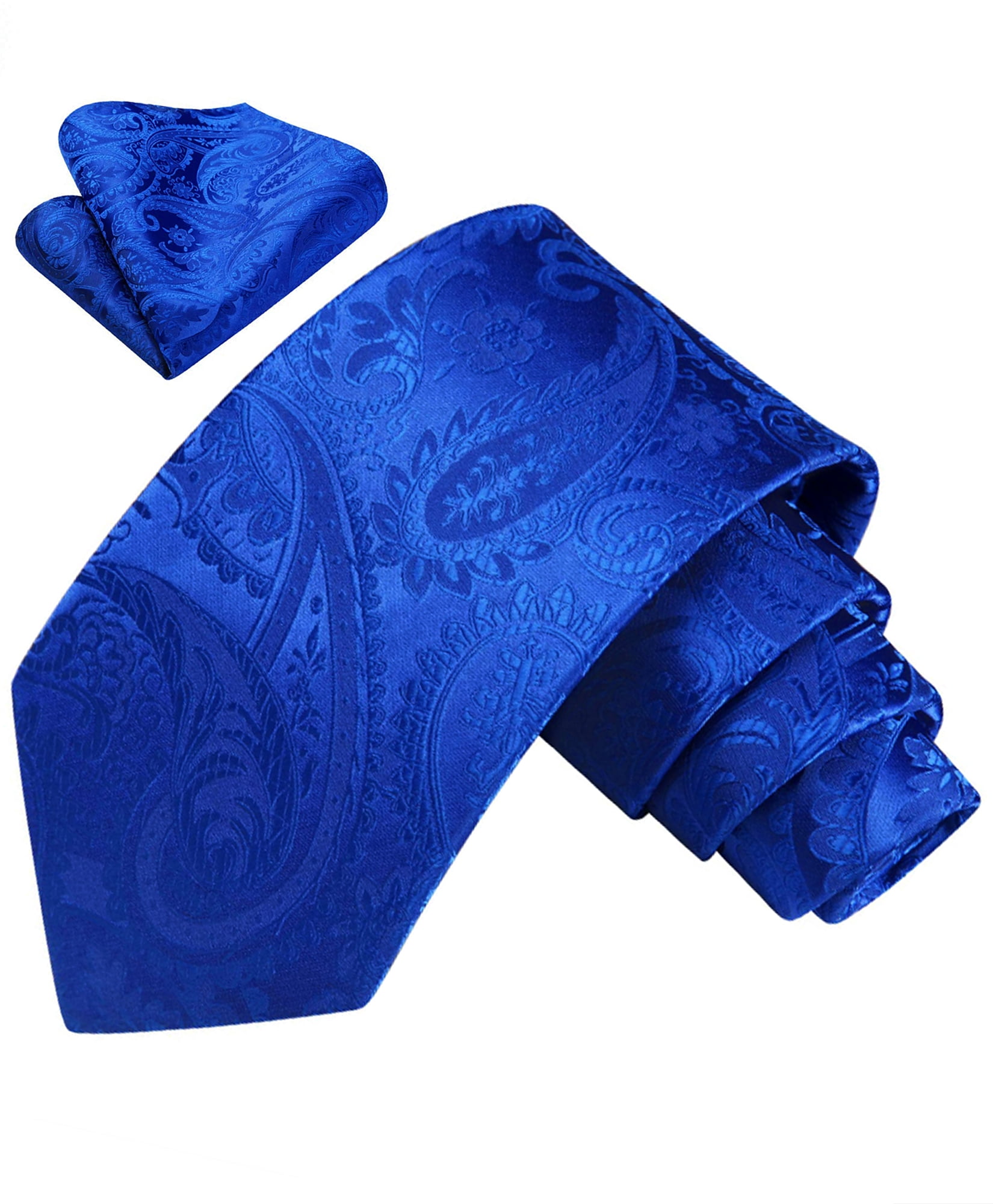 Blue Paisley Mens Ties Handkerchief Woven Classic Flora Necktie ...