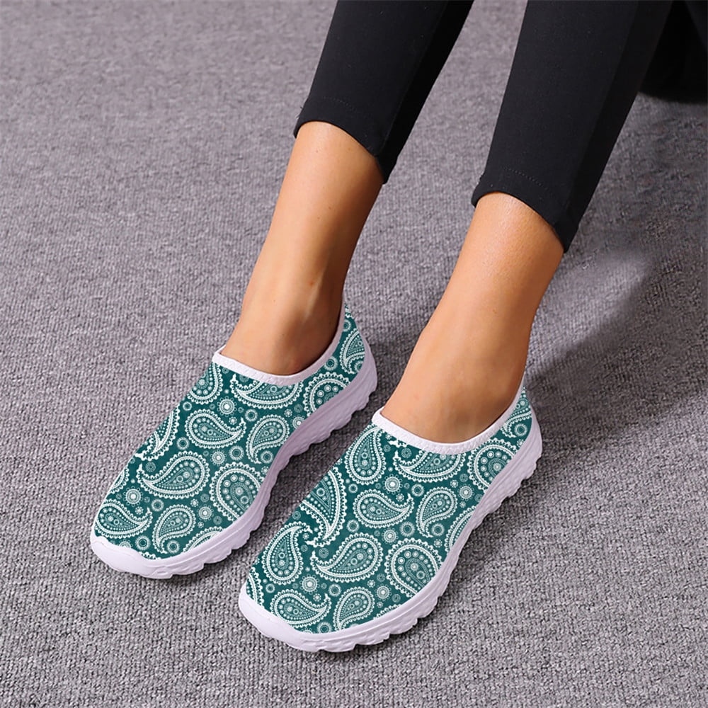 Blue Paisley Pattern Ladies Spring Autumn Vulcanized Shoes Breathable ...