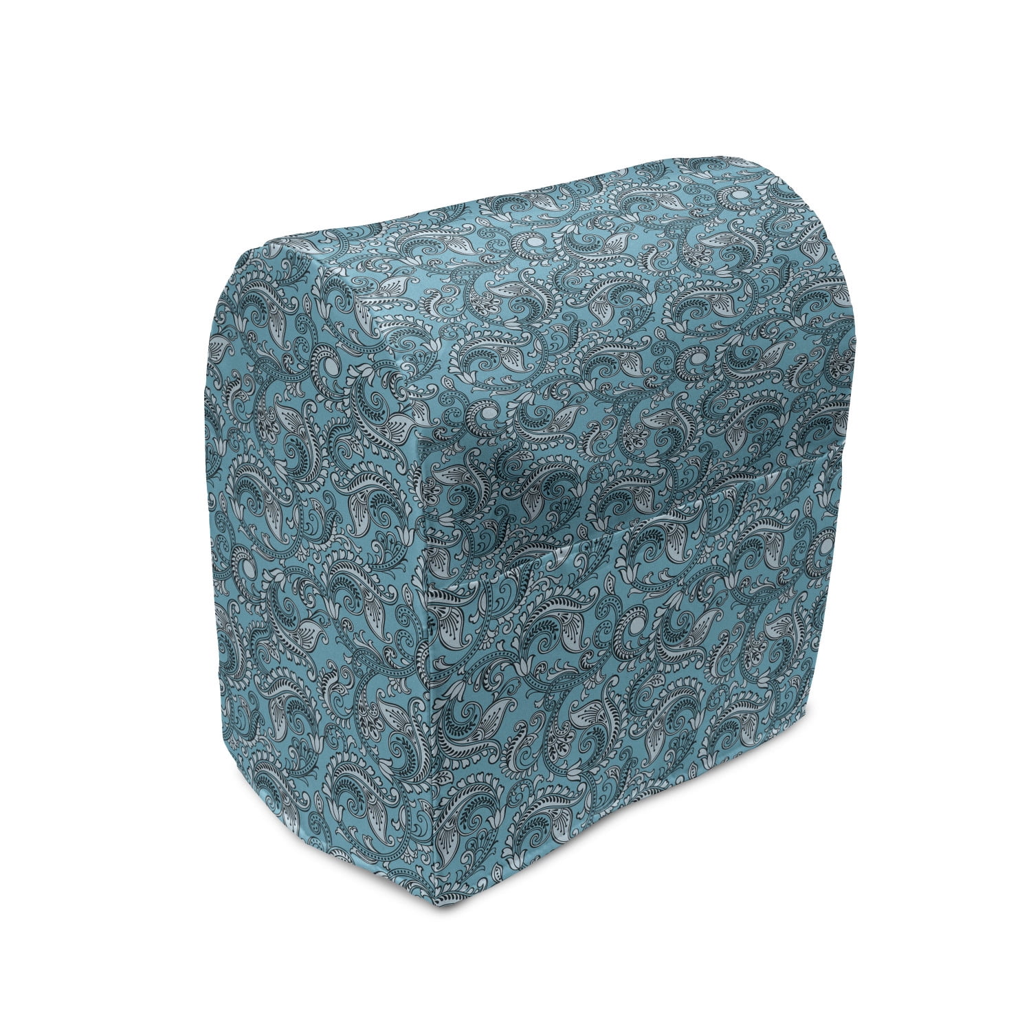 Blue Paisley Stand Mixer Cover, Curvy Leave Ornaments Floral Curlicue ...