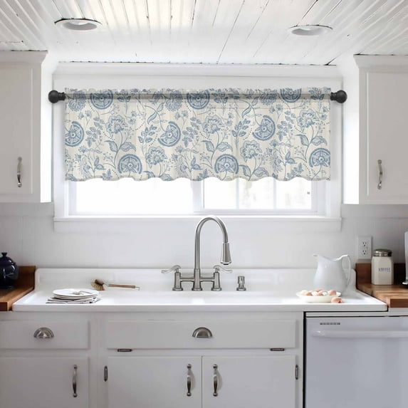 Blue Paisley Valance Curtains for Kitchen/Living Room/Bathroom/Bedroom ...