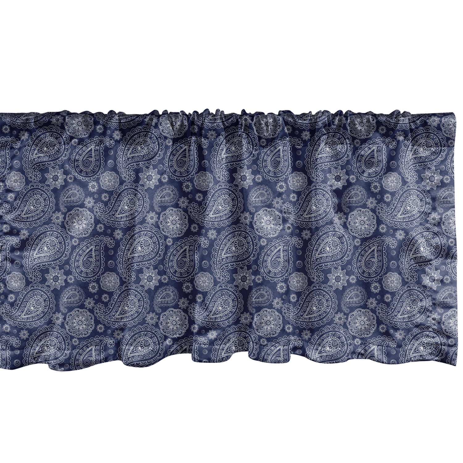 Ambesonne Blue Paisley Valance Pack Of 2 Sketch Style Motifs 54x12