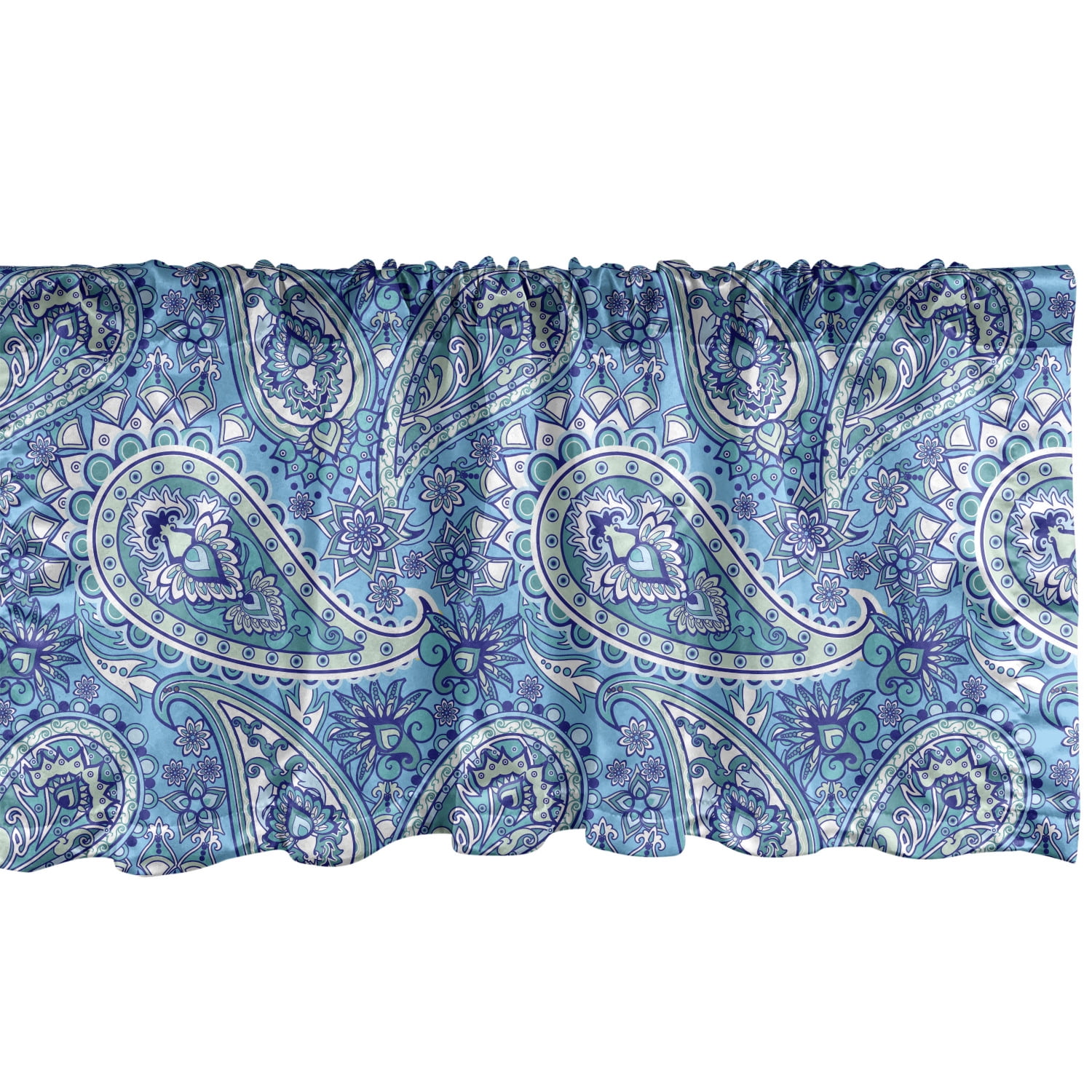 Blue Paisley Window Valance Pack of 2, Motifs of Traditional Flowers ...