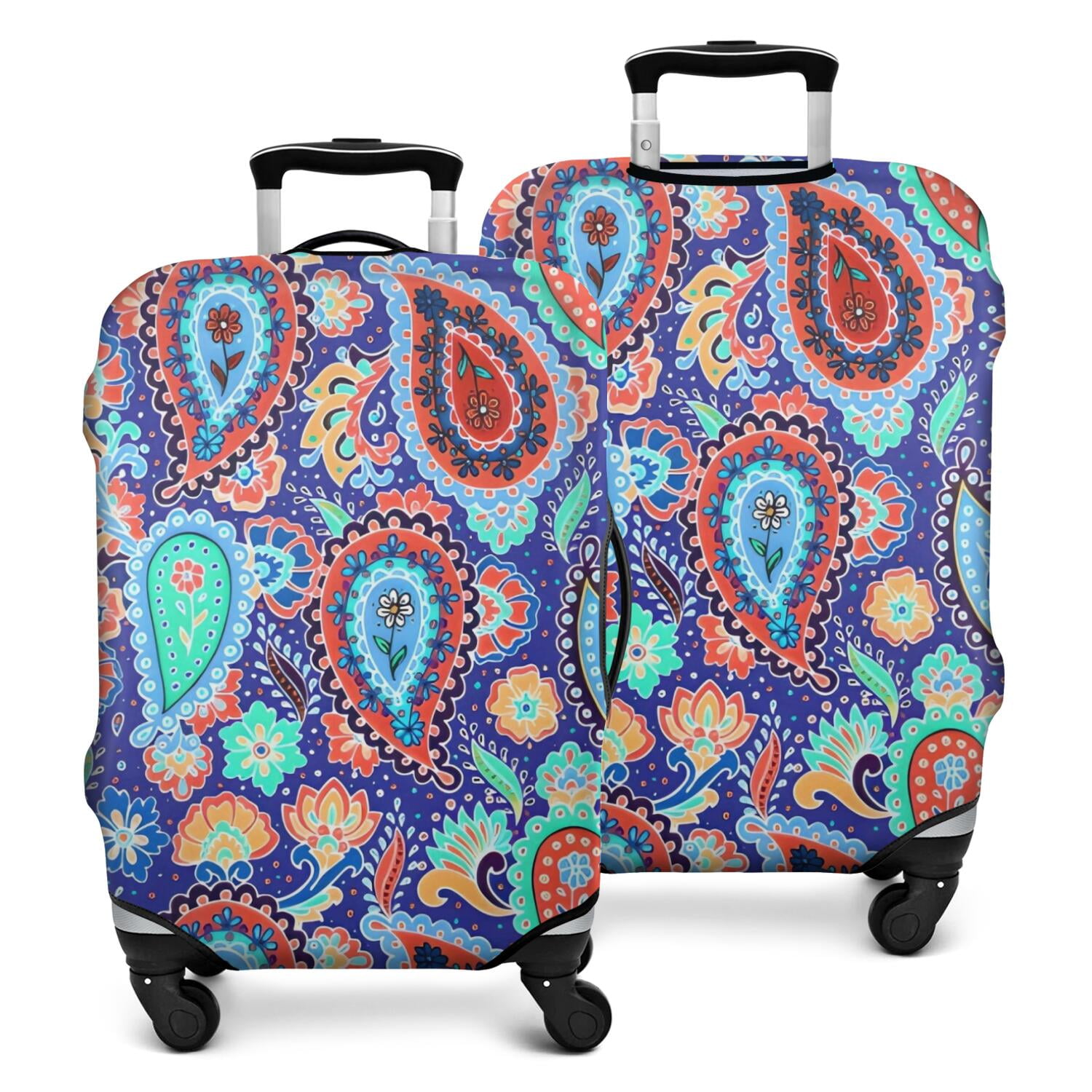 Blue Paisley and Floral Pattern Luggage Cover Fashion Suitcase Cover ...