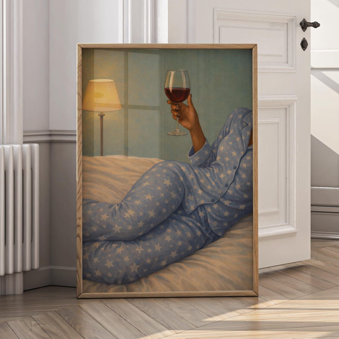 Blue Pajama Wine Night Bedroom Poster Unframed Paper Print - Walmart.com