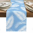 Blue Palm Leaf Table Runner, Summer Country Tropical Pastoral Botanical ...