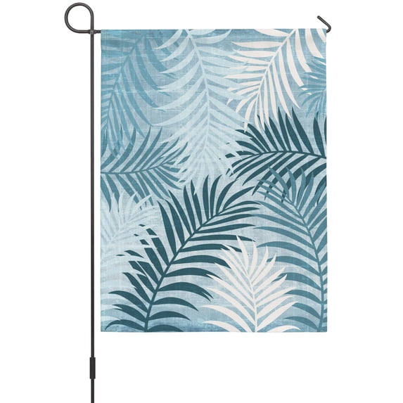 Blue Palm Leaves House Flags For Outdoor, Summer Botanical Vintage ...