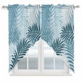 Blue Palm Leaves Swag Valances for Windows 2 Pack Summer Botanical ...