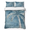 Blue Palm Tree 3 Piece Quilt Bedding Set with 2 Pillow Shams, Summer ...