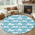 Blue Palm Tree 6FT Round Area Rugs for Living Room Summer Tropical ...