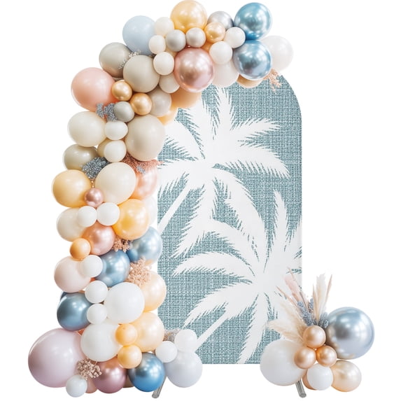 Blue Palm Tree Arch Backdrop Cover 4 FT, Summer Tropical Beach Country ...