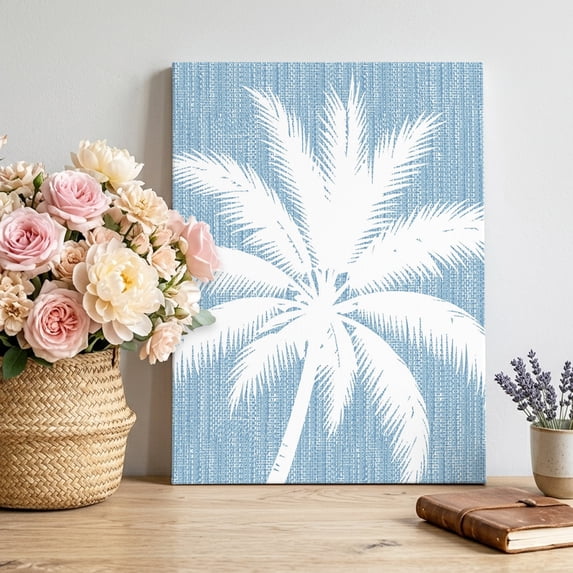 Blue Palm Tree Canvas Wall Art for Living Room, Summer Country Vintage ...
