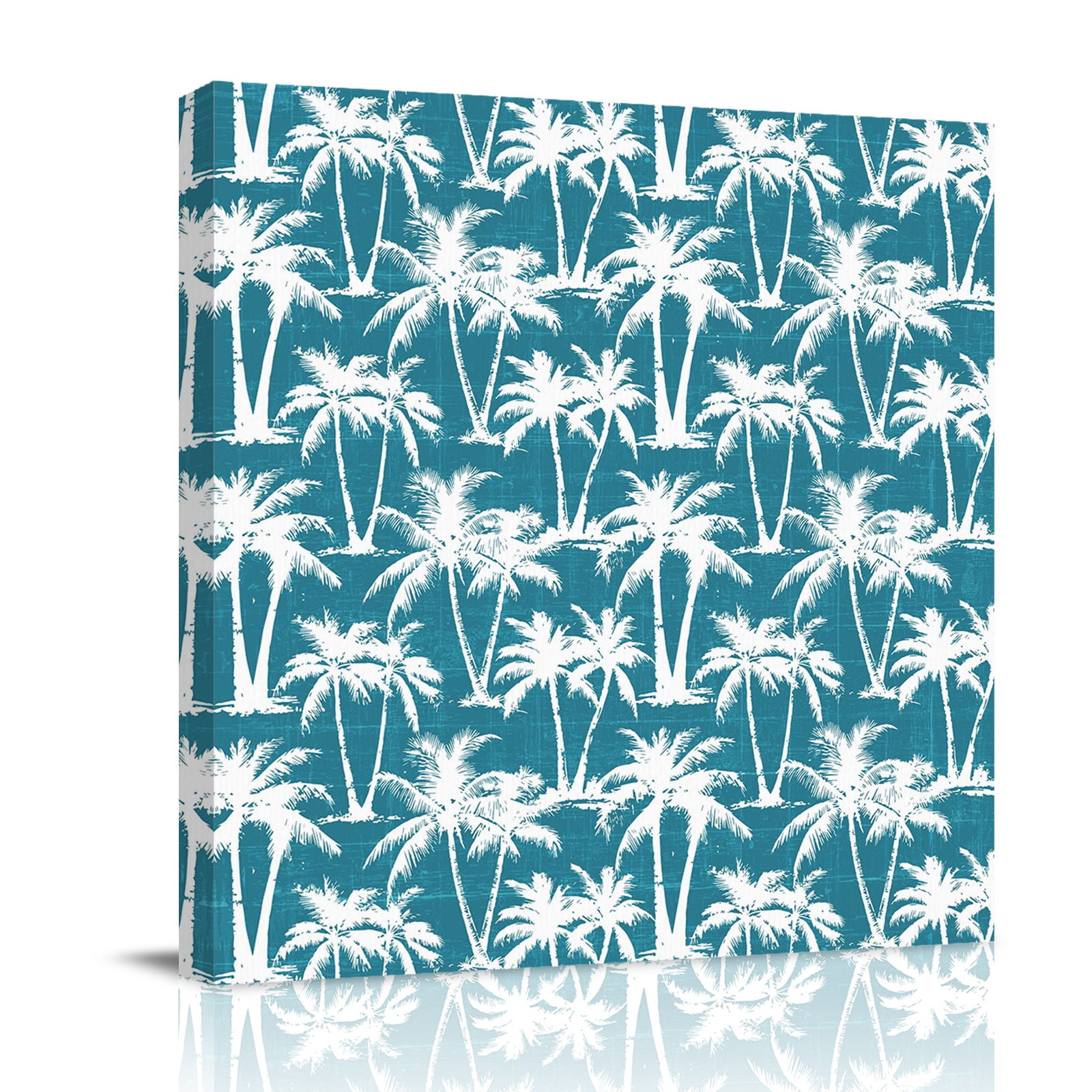 Blue Palm Tree Canvas Wall Art for Living Room, Summer Tropical Country ...